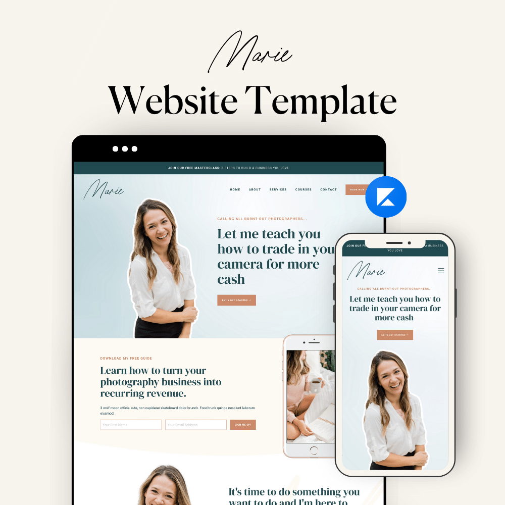 Marie Website Template for Kajabi – Launch in Style